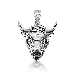 Certified 925 Sterling Silver Taurus Bull Head Animal Necklace Pendant