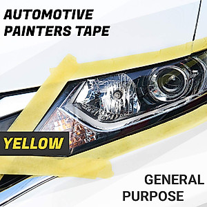 Lichamp 10-Pack Automotive Refinish Masking Tape Yellow 36mm x 55m, Cars Vehicles Auto Body Paint Tape, Automotive Painters Tape Bulk Set 1.4-inch x 180-foot x 10 Rolls (600 Total Yards)