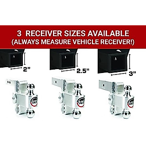 Weigh Safe Adjustable Trailer Hitch Ball Mount, 8" Adjustable Drop Hitch for 2.5" Receiver w/ 2 pc Keyed Alike Lock Set, Heavy Duty Aluminum Trailer Tow Hitch w/Chrome Plated Tow Balls, 18,500 GTW