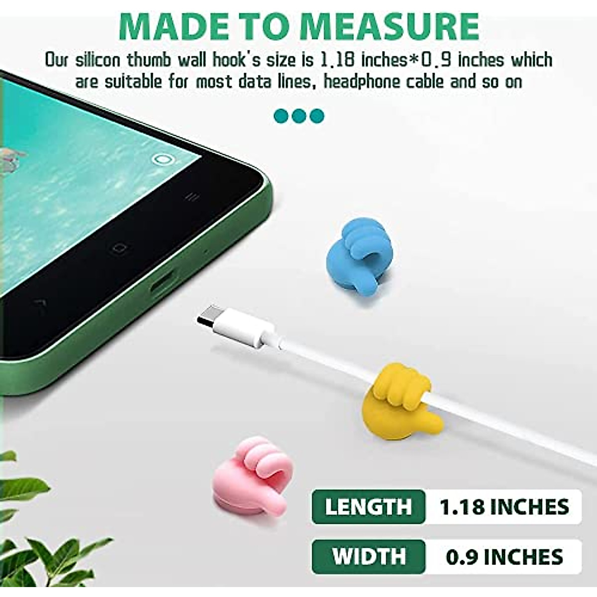 YANGTTOK 16PCS Self-Adhesive Thumb Up Wall Hooks,Funny Thumb Cord Holder for Data Cable,Earphone,Keys,Makeup Brush,Toothbrush