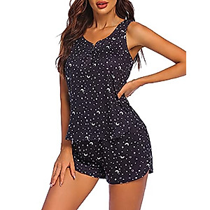Ekouaer Pajamas Sets for Women Tank Tops with Shorts Sleepwear Nightwear Pj Set S-XXXL
