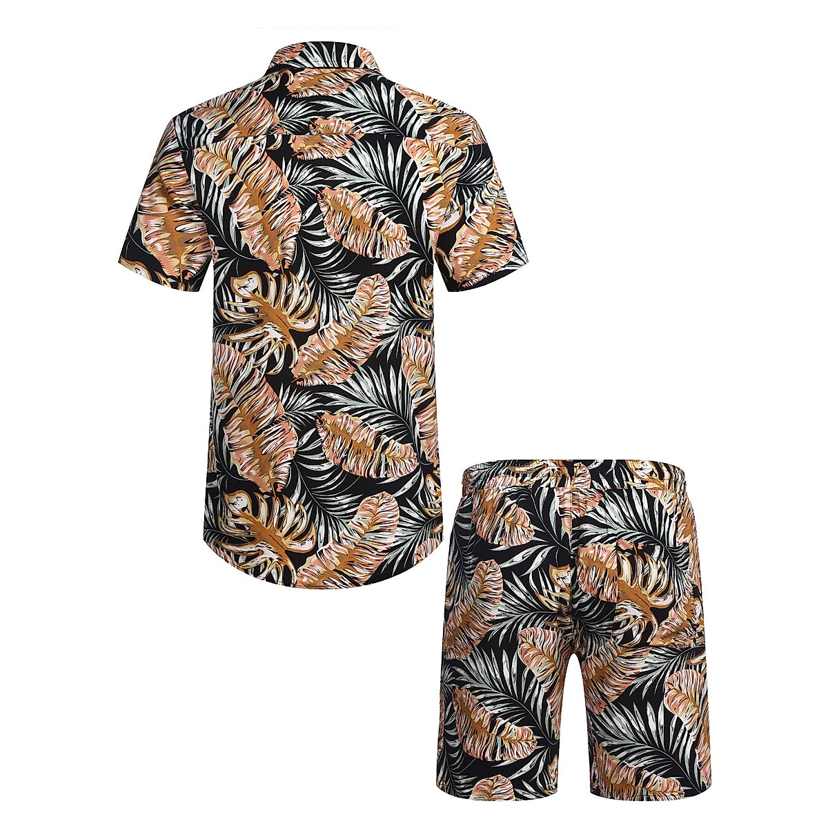 COOFANDY Men's Floral Pattern 2 Piece Summer Beach Short Sleeve Tracksuits
