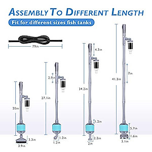 hygger 360GPH Electric Aquarium Gravel Cleaner, 5 in 1 Automatic Fish Tank Cleaning Tool Set Vacuum Water Changer Sand Washer Filter Siphon Adjustable Length 15W