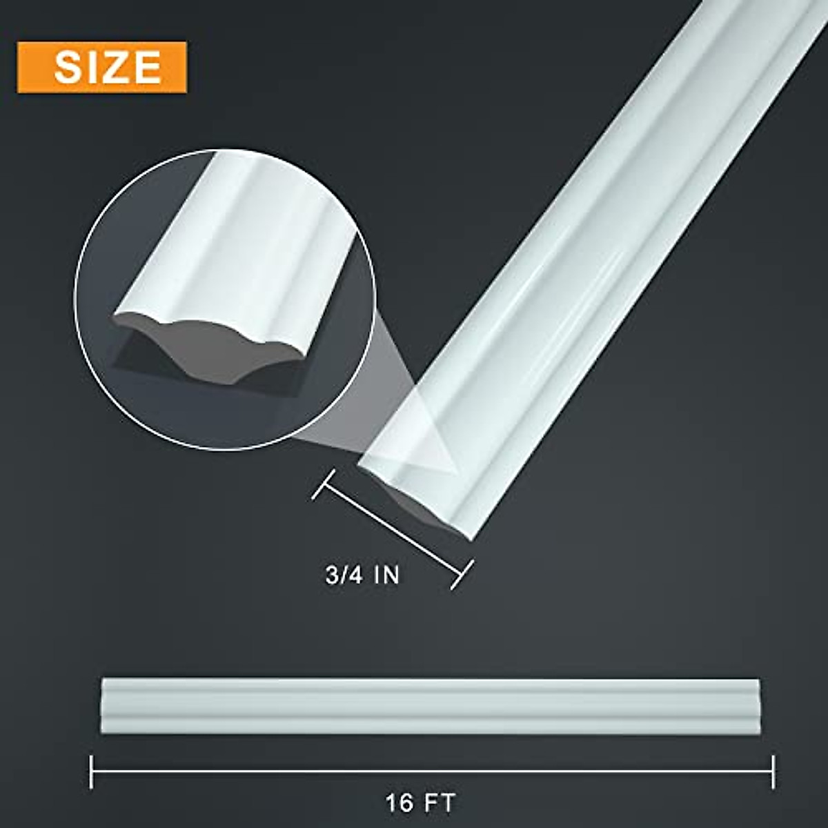 Flexible Trim Caulk Strip, Peel and Stick Trim for Molding, Tile Edge, Ceiling, Wall Corner, Baseboard, Floor(Matte White)