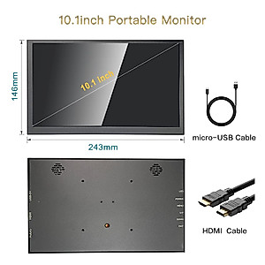 LESOWN 10 inch Monitor Touchscreen Small HDMI Portable Display 1024x600 IPS Computer 10.1 inch Secondary Screen Mini Monitors for Windows Mac Laptop PC