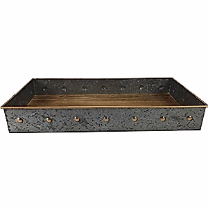 Circleware Cooperstown Wood Rectangle Serving Tray with Handles Home and Kitchen Multi-Purpose Serveware for Coffee Table, Dinner, Breakfast Food, Farmhouse Decor, 19" x 9.5" x 2.75", Craftsman