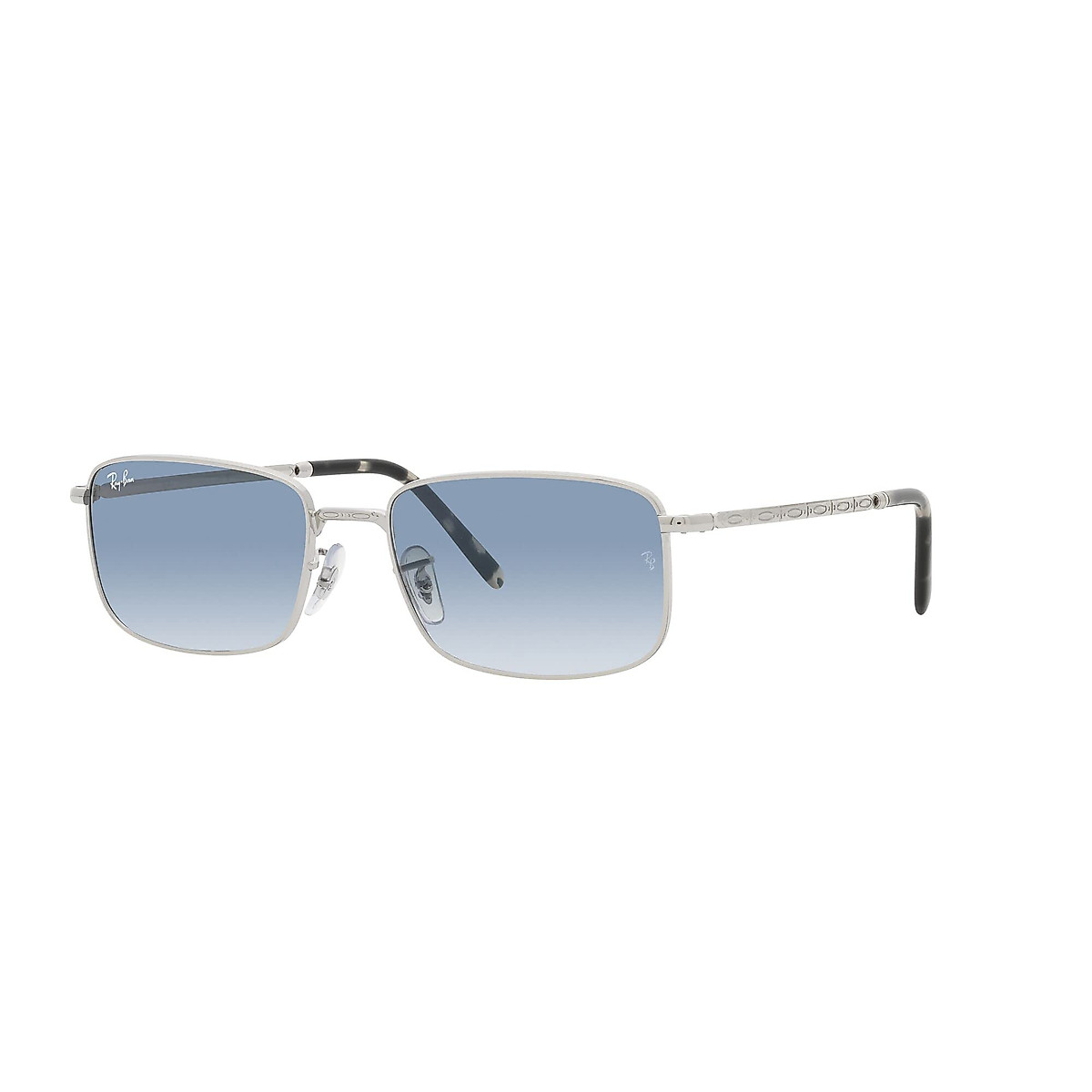 Ray-Ban RB3717 Rectangular Sunglasses, Silver/Clear Gradient Blue, 57 mm