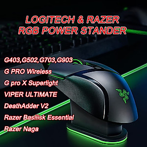 Mouse Wireless Metal Power Charging Dock Gilded Base RGB MOD for Razer Logitech G Pro X Wireless Superlight G903 Viper Ultimate