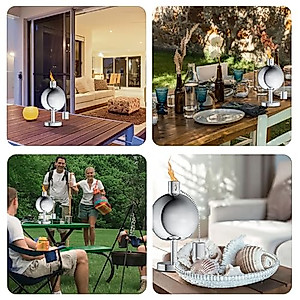 Table Top Torch Canister - 10in Tall Stainless Steel Refillable Citronella Torches Outdoor - Tabletop Torches for Outside Patio or Deck - Oil Lamp Outdoor Lighting by Pure Garden