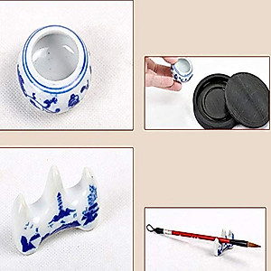 Mozentea Chinese Calligraphy brush Kit Set of 10, with Ink Stick & Ink Stone for Painting Japanese Sumi-e or Writing Kanji S-F-Z1