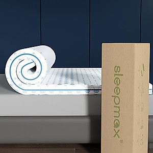 Sleepmax 2 Inch Soft Mattress Topper Full - Gel Memory Foam Mattress Topper - High Density Foam Mattress Pad for Pressure Relief, Soft Foam Bed Topper with Removable Cover Blue