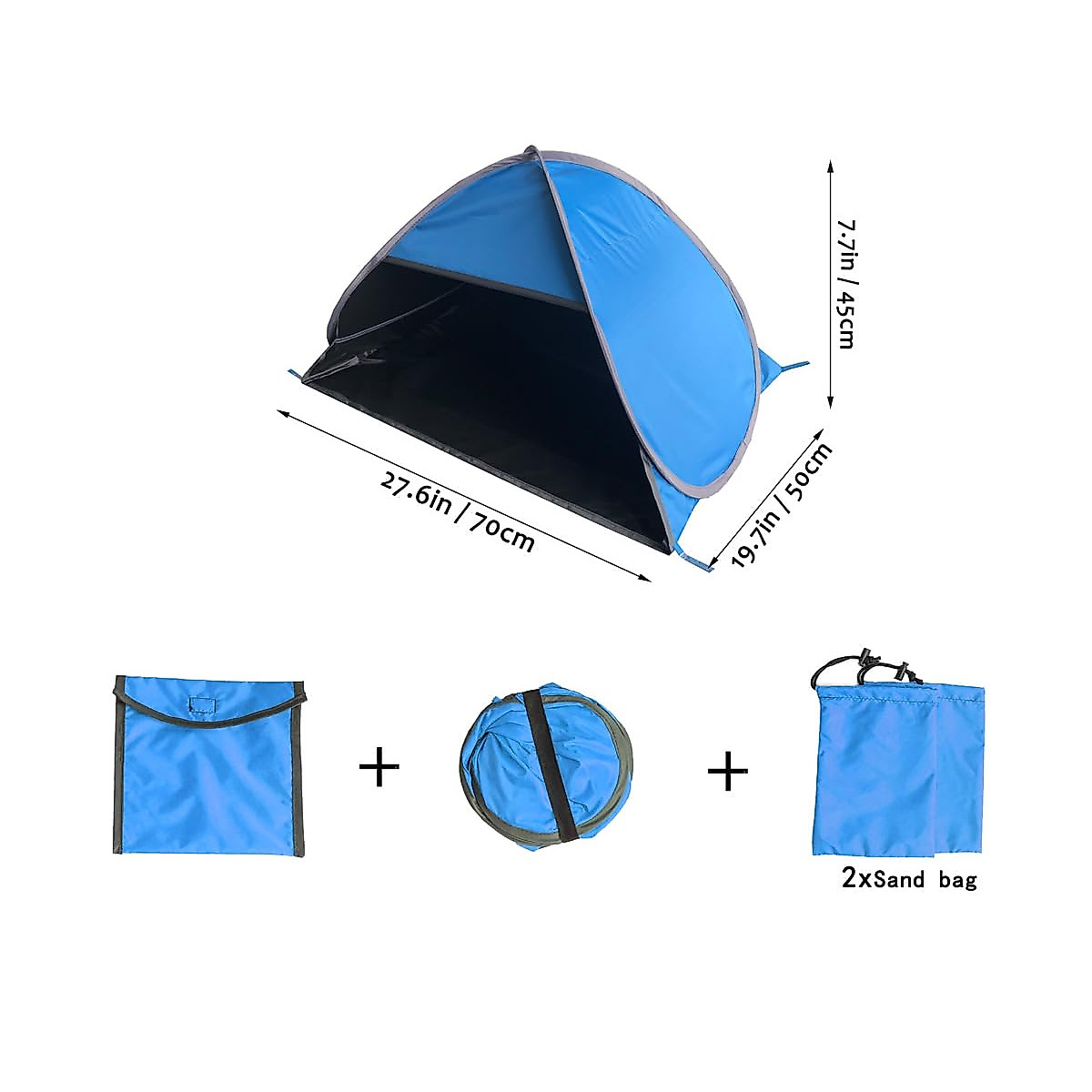 RXQNN Small Beach Tent Mini Beach Sun Shelter Pop Up Head Tent Included Two Sand Bags,Instant Sun Shade Canopy for Puppy Small Pets