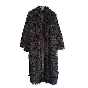 Vickstco Women's Fluffy Faux Fur Long Overcoat Winter Spring Warm Outwear Parka Coat White