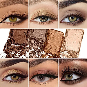 Vodisa Nude Neutral Eyeshadow Palette, Matte and Shimmer Eye Shadows Long Lasting Blendable Eyeshadow with Makeup Brushes Set Warm Brown Waterproof High Pigment Powder Pallet 25B