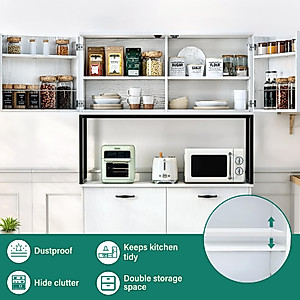 TC-HOMENY Double Trash Can Cabinet, Tilt Out Trash Cabinet with Storage Adjustable Shelf, Pet Proof Recycle Trash Cabinet Kitchen, 14 Gallon Tilt Out Trash Cabinet White