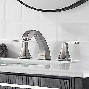PARLOS Widespread Double Handles Bathroom Faucet with Pop Up Drain and cUPC Faucet Supply Lines, Brushed Nickel, Doris 14172