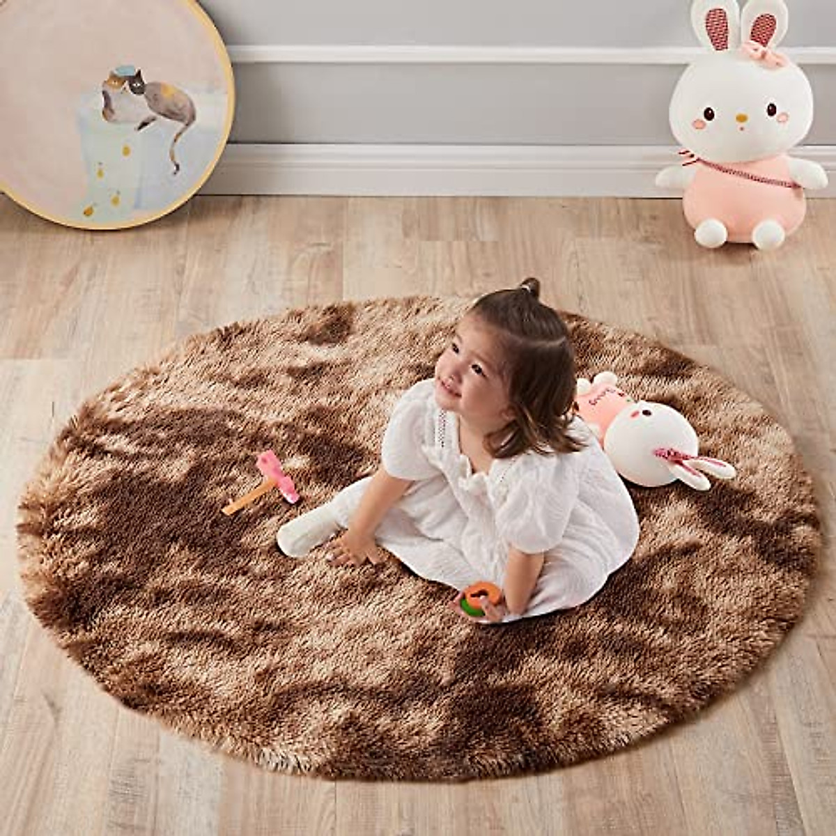 GKLUCKIN Tie Dyed Brown&Tan Area Rug