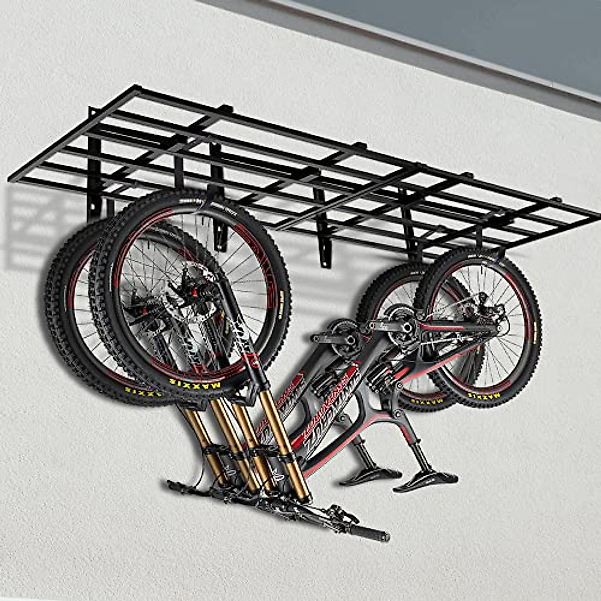 Saderoy 4-Pack Add-On Storage Flat Hook Accessory for Garage Ceiling Storage Rack and Wall Shelving, Black- Suitable for FLEXINOUMTS Ceiling Storage Racks and Wall Shelves