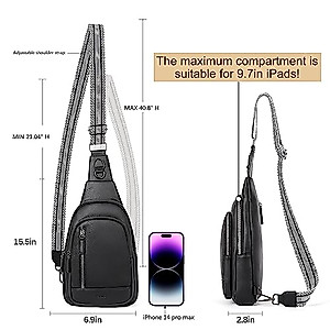 CLUCI Sling Bag for Women Crossbody Puese Leather Fanny Packs Large Sling Backpack Men Chest Bag for Travel Cycling Black