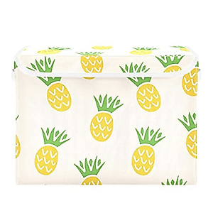 Kigai Cute Pineapple Storage Baskets for Shelves Foldable Closet Basket Storage Bins with Lid for Clothes Home Office Toys Organizers