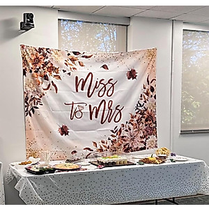 Avezano Miss to Mrs Backdrop Floral Fall Bridal Shower Backdrop Bride to Be Engagement Party Decorations Photography Background Wedding Banner Photo Booth Prop (7x5ft, 82x59inch)