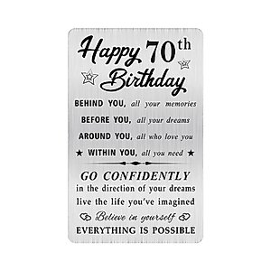 MOQIYXL Happy 70th Birthday Card for Men Women, Small Engraved Wallet Card for 70 Year Old Birthday Gifts