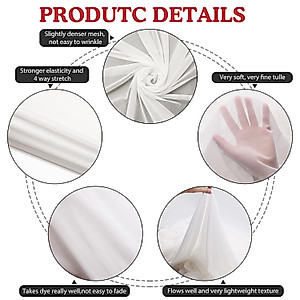 Mesh Fabric 4-Way Stretch Power Mesh 5 Yards Long 60" Wide Lightweight Sheer (off-white)