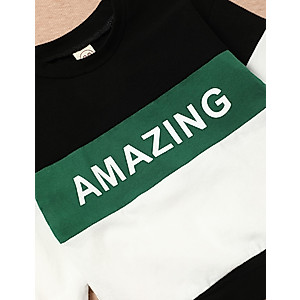 Menglang Toddler Boy Clothes 4T 5T Letter Long Sleeve Tops Toddler Sweatshirt Pants 2Pcs Set Boy Toddler Clothes Toddler Fall Clothes Boy