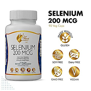 Coco March Selenium - Supports Thyroid Function & Conversion of T4 -T3-200 mcg- 3 Month Supply Gluten Free, Soy Free, Dairy Free, GMO Free, Vegan - 90 Capsules