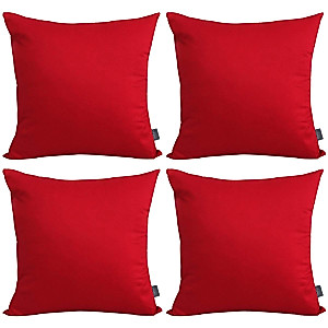 Thmyo 4-Pack 100% Cotton Comfortable Solid Decorative Throw Pillow Case Square Cushion Cover Pillowcase Sublimation Blank Christmas DIY Throw Pillow Covers for Couch Sofa(18x18 inch/ 45x45cm,Red)