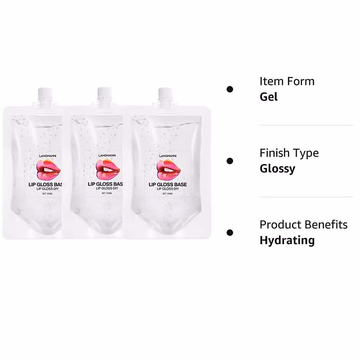 BIOKUSY Lip Gloss Base 3 Pack (10 OZ), Moisturizing Clear Base Gel Shimmer Makeup Primers Lipstick Material Oil for DIY (Clear 3 Pack 100ML)