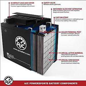 AJC Battery Compatible with Honda TRX500FPA FourTrax Foreman Rubicon 500CC ATV Battery (2009-2014)