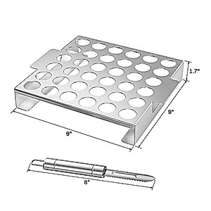 Skyflame Jalapeno Grill Rack with Handle and Chili Pepper Corer Tool - Large 36 Holes Capacity Stainless Steel Drumstick Chicken Wings Roaster for BBQ Smoker and Oven