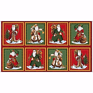 FlashPhoenix Quality Sewing Fabric –Christmas Traditional Santa Claus Gold Retired 100% Cotton Fabric QT 24 x 44 Inch Panel