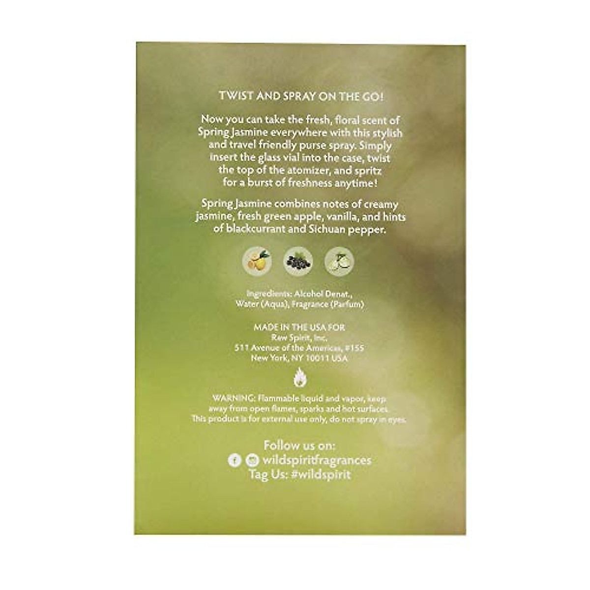 Wild Spirit Spring Jasmine Eau De Parfum Atomizer | Floral, Fresh Cruelty-Free Perfume for Women, 9.7mL