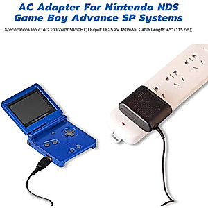 TFSeven 1Pcs Nintendo GBA SP Replacement Battery 850mah 3.7V Rechargeable Lithium Ion + AC Adapter 5.2V 450mA Wall Charger Power Supply for Nintendo GBA Sp Gameboy Anvance Accessories Bundle Kit