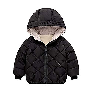 Winter Coats for Baby Boys Girls Solid Winter Thick Warm Hooded Windproof Coat Snowsuit Kids Toddler Outwear (blush Red, Small)