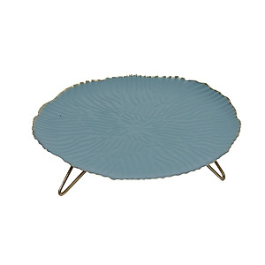 Efavormart 12" Dusty Blue Wavy Hairpin Leg Metal Serving Tray Dessert Display, Pedestal Wedding Cake Cupcake Stand Centerpiece