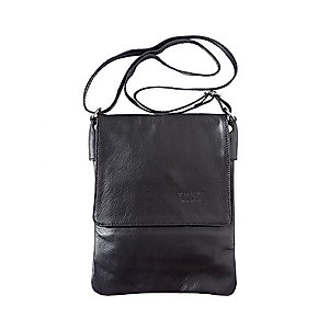 LaGaksta Ashley II Italian Soft Leather Shoulder Crossbody Bag -Black,Small