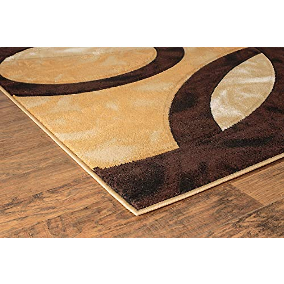 Glory Rugs Area Rug Modern 8x10 Brown Circles Geometry Soft Hand Carved Contemporary Floor Carpet Fluffy Texture for Indoor Living Dining Room and Bedroom Area