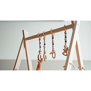 Zoro Wooden Baby Gym for Small Baby,4 Hanging Toys for Baby Play Gym, Foldable Baby Activity Gym Frame, Hanging Bar Gym for Baby Made with Pine Wood (Blue)