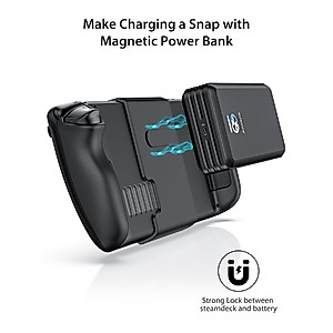 Antank Magnetic Power Bank Compatible with Steam Deck, 20000mAh 45W PD Fast 3.0 Charging Portable Battery Bank, External Battery Pack with Removable Magnetic Back Mount & Dual USB-C Cable