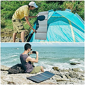 36W Solar Panels, BigBlue Foldable Solar Charger with DC(20V/1.8A), PD 20W USB-C and Fast Charge USB-A, IP54 Waterproof, Compatible with iPhone,Google,Samsung Cellphones, iPad, Small Power Station