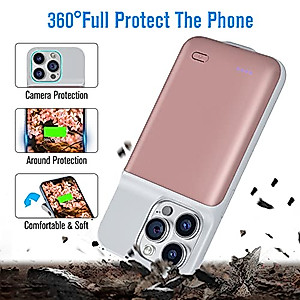 Gladgogo Battery Case for iPhone 14 Pro Max, 8500mAH Portable Protective Battery Charging Case, Rechargeable Extended Battery Charger Case Compatible with iPhone 14 Pro Max (6.7 inch), Pink