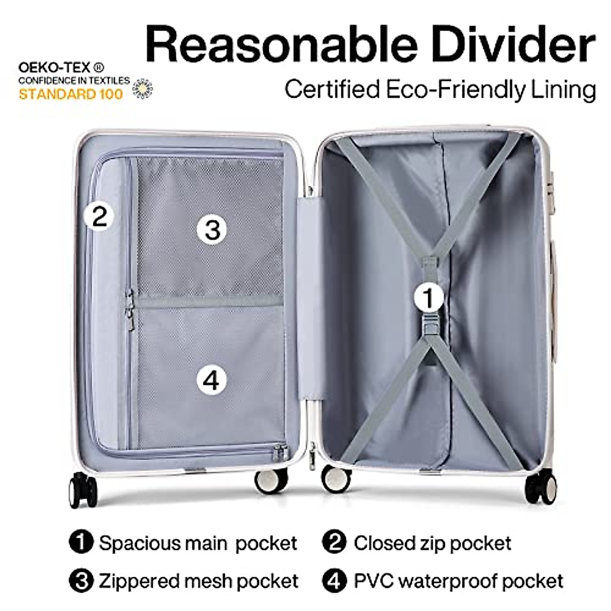 Hanke 20 Inch Carry On Luggage Airline Approved, Lightweight PC Hardside Suitcase with Spinner Wheels & TSA Lock,Rolling luggage bags for Weekender,Carry-On 20-Inch(Ivory White)