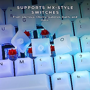 Glorious Polychroma Keycaps: Clear for RGB Shine Through for Mechanical Gaming Keyboards, 115 Keys, Translucent Cherry Profile
