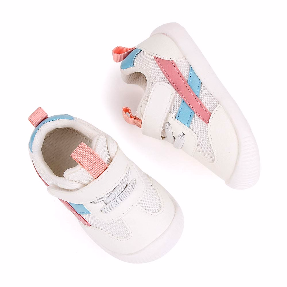 MK MATT KEELY Baby Boys Girls Walking Infant Shoes Cute Cartoon Sneakers Non-Slip First Walkers Sneakers Toddler Shoes,Blue Pink 18-21 Months