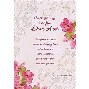 Designer Greetings Memories of Happy Times: Flowers and Vines Inspirational/Religious Birthday Card for Aunt
