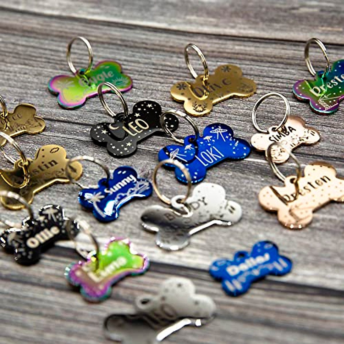 Personalized Dog Tag with 5 Lines of Custom Deep Engraved Durable Stainless Steel Pet ID Name Tag Designer Regular Size Bone