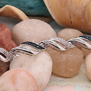 Dazzlingrock Collection 0.35 Carat (ctw) Round Blue & White Diamond Ladies Infinity Tennis Bracelet 1/3 CT, Sterling Silver